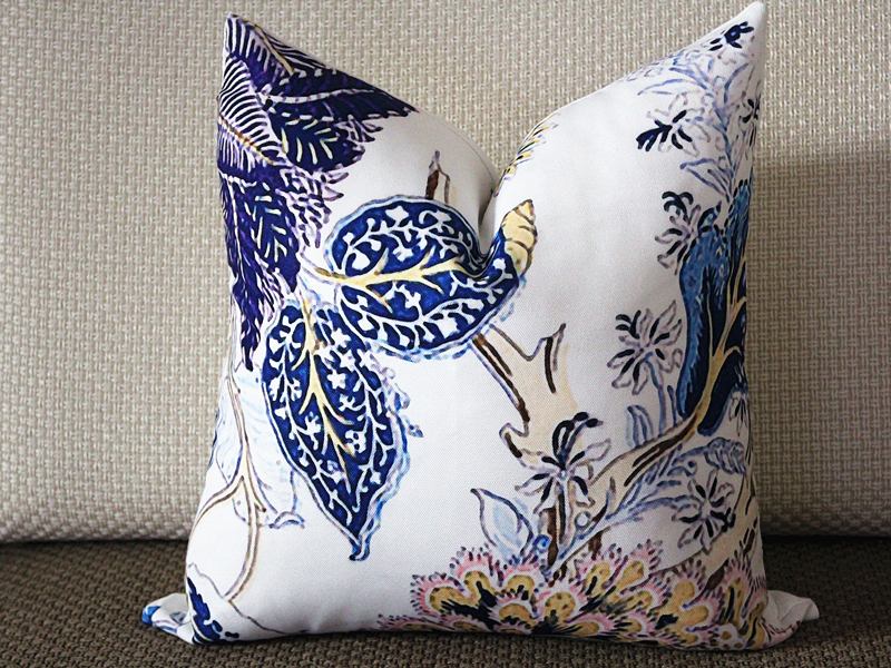 throw pillow navy blue indigo indian arbre print indian hyacinth arbor ...