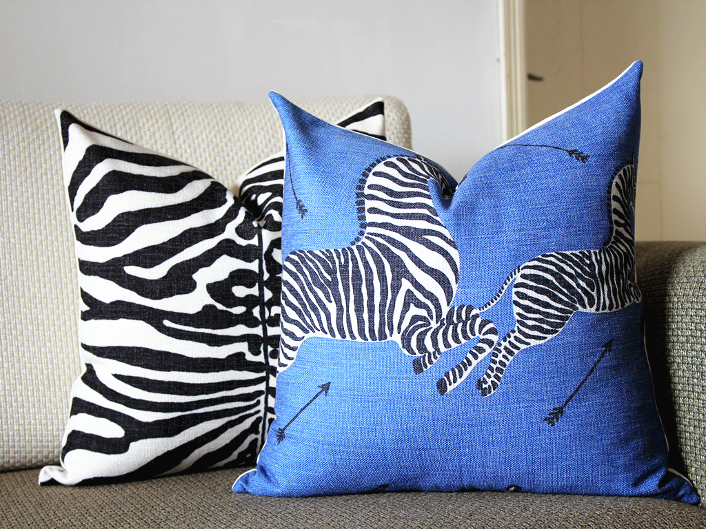 blue zebra pillow le zebre denim denim blue pillow zebra outdoor pillow ...